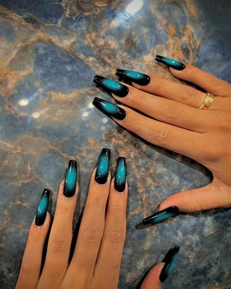 33 Stunning Black And Teal Nail Designs Nail Designs Daily