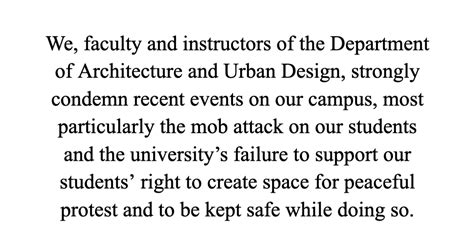 Ucla Architecture And Urban Design Statement Of The Undersigned Members Of The Ucla Department