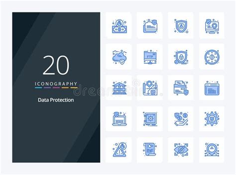 20 Data Protection Blue Color Icon For Presentation Stock Vector