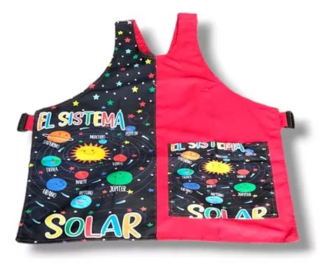 Bata Mandil Para Maestra Educadora Sistema Solar Meses Sin Inter S