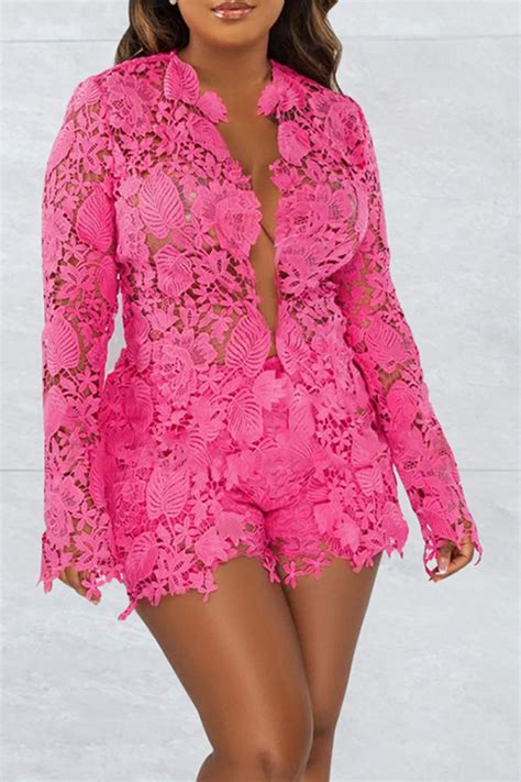Wholesale Black Sexy Patchwork Lace V Neck Long Sleeve Two Pieces