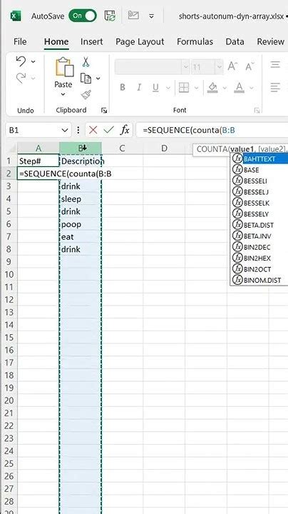 Automatically Number Rows Dynamic Array Excel Shorts Youtube