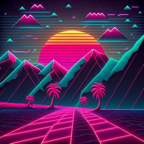 Premium Photo Retrowave Pattern 80s And 90s Tyle Background Illustration