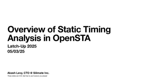 Pdf Overview Of Static Timing Analysis In Opensta