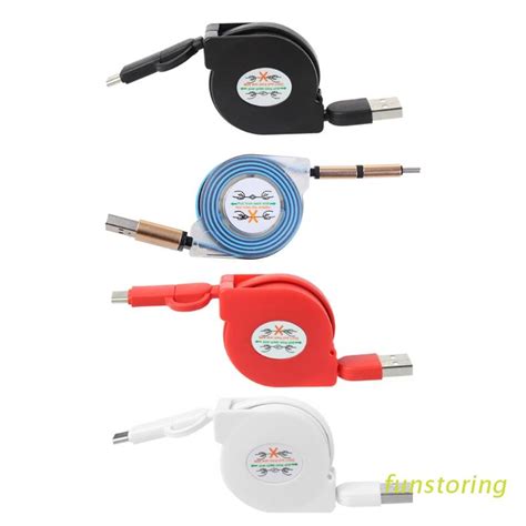 Fun Retractable 2 In 1 Micro Usbtype C Charging Data Flat Cable For