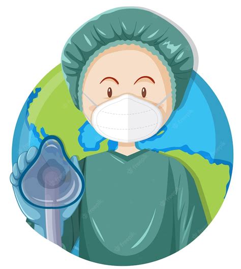간호사 마취사 만화 캐릭터 무료 벡터
