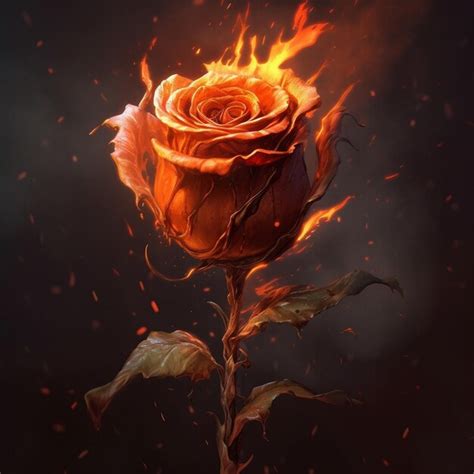 Premium Ai Image Beautiful Burning Rose Black Background