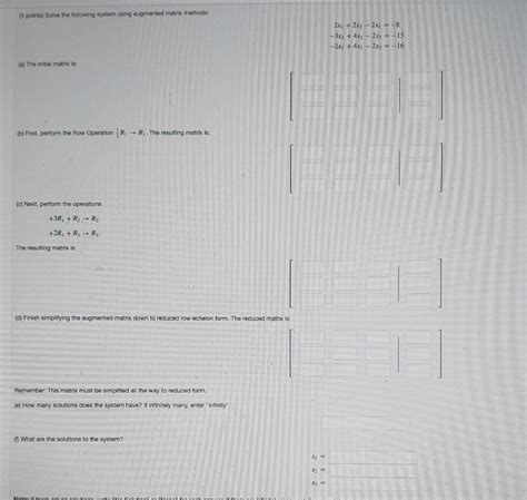 solved 5 points solve the following system using augmented