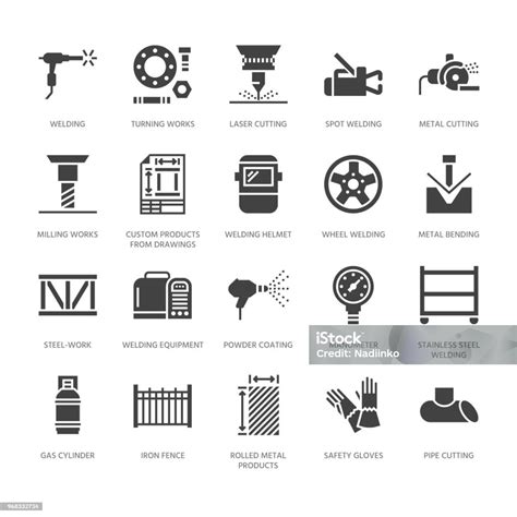 용접 서비스 평면 모양 아이콘입니다 금속 제품 강철 스테인리스 레이저 절단 제조 안전 장비를 압 연 용접기 산업 부호입니다 단단한 실루엣 픽셀 완벽 한 64 X 64