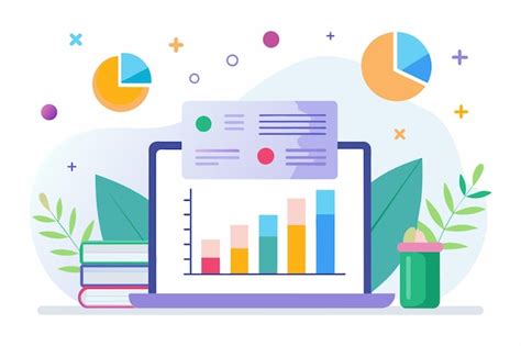 Premium Vector A Laptop Screen Showing A Simple And Minimalist Bar Chart Representing Monthly
