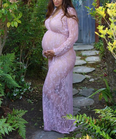 Dusty Pink Sheer Eyelash Lace Maternity Gown Women Lace Maternity