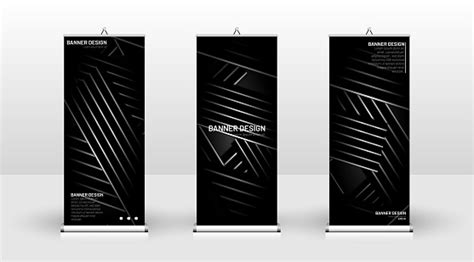 수직 배너 템플릿 디자인입니다 브로셔 표지 출판물 등에 사용할 수 있습니다 기하학적 동적 개념 패턴의 배경은 검은 색입니다 개념에 대한 스톡 벡터 아트 및 기타 이미지
