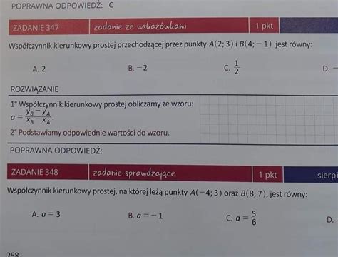 współczynnik kierunkowy prostej przechodzącej przez punkty Brainly pl