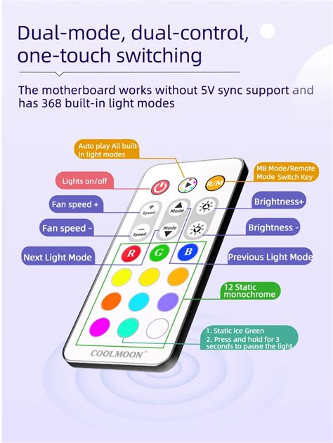 Oem Coolmoon Gaming Computer Argb Controller 4pin Pwm 5v 3pin Argb Cooling Fan Light Remote