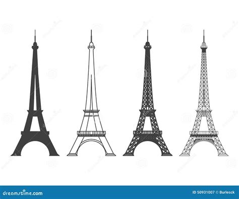 Torre Eiffel En Silueta Del Vector De París Ilustración Del Vector