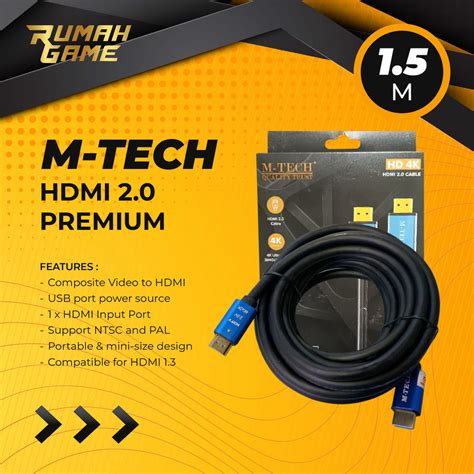 Jual Kabel Hdmi 15m 3m 5m 10m 15m 20m Premium 20 4k Mtech Hdtv 15m
