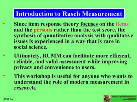 1a Introduction To Rasch Measurement Model Msm Ppt