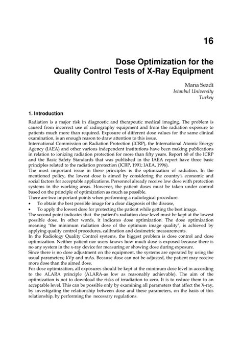Pdf Dose Optimization For The Quality Control Tests Of X Ray Equipment