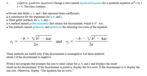 Solved Algebra Quadratic Equations Design A Class Chegg
