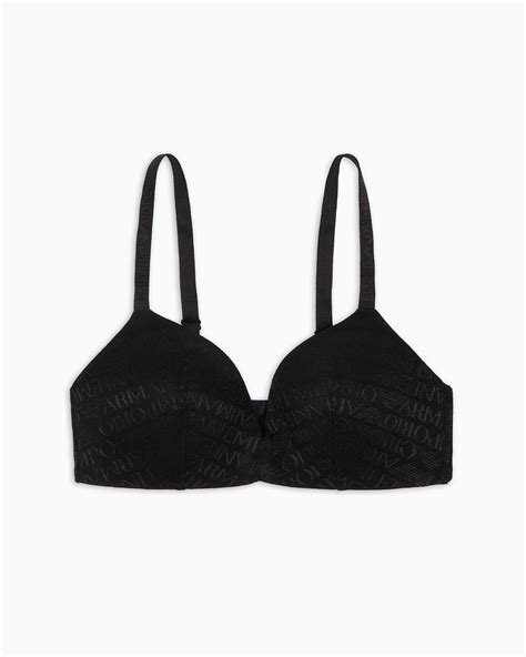 Asv Padded Triangle Bra In Recycled Mesh With All Over Logo Lettering