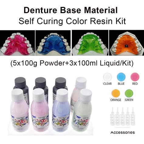 Dental Denture Base Material Self Curing Color Resin Kit Acrylic Artif