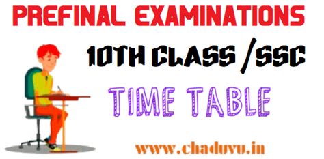 AP SSC 10th Class Pre Final Examinations Time Table