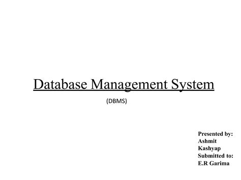 Database Management System Pptx