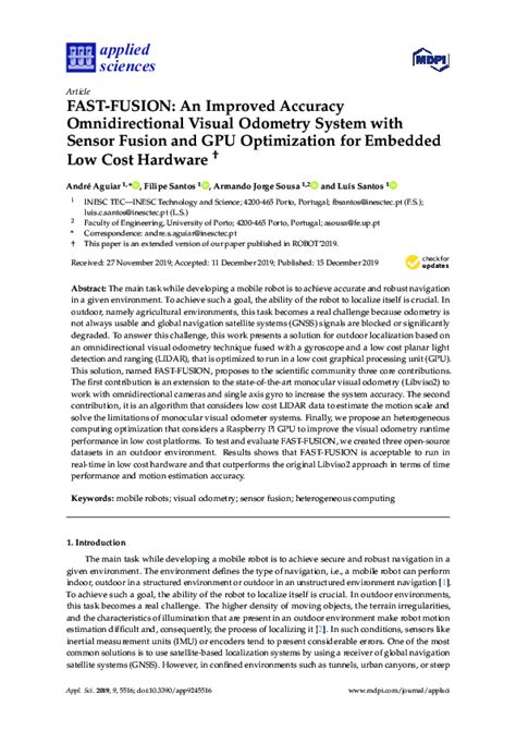 Pdf Fast Fusion An Improved Accuracy Omnidirectional Visual Odometry System With Sensor