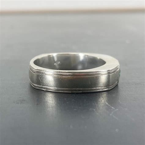 Vintage Mens Ring Bezel Set Emerald Mens Band 14k Gem