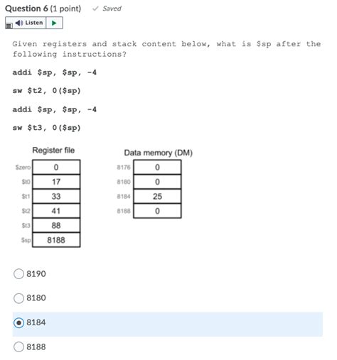 Solved Saved Question 6 1 Point Listen Given Registers And Chegg Com