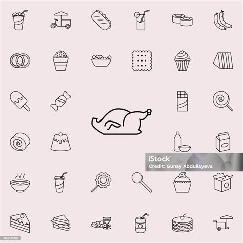 구운된 치킨 아이콘입니다 웹 및 모바일에 대 한 패스트 푸드 아이콘 유니버설 세트 고기에 대한 스톡 벡터 아트 및 기타 이미지 고기 구이 굽기 Istock