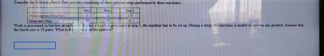 Solved Consider The Following Batch Flow Process Consisting