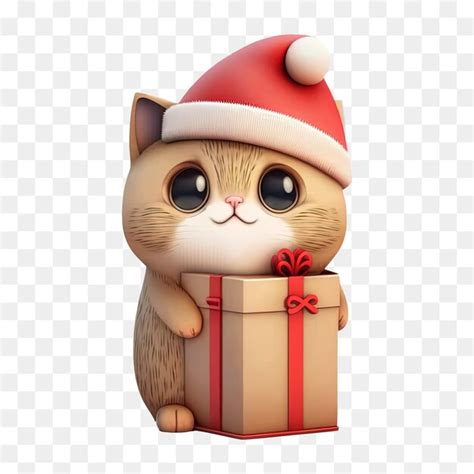 Premium Psd Cute Christmas Cat Wearing A Santa Hat Stand