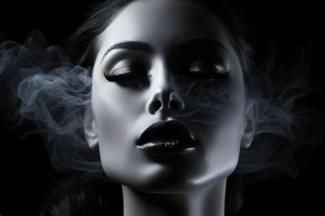 Premium Ai Image A Beautiful Girl Smokes Black And White Dark Style