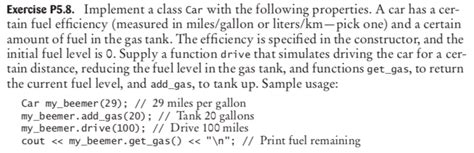 Solved Exercise P58 Implement A Class Car With The