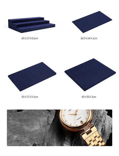 High End Navy Blue Velvet Watch Showcase Display Sets