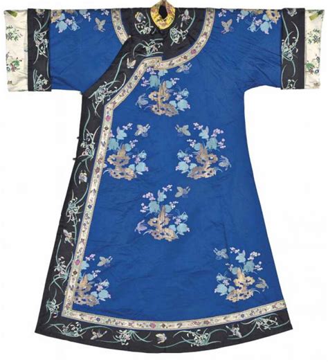 清朝宫廷与平民女子服饰 19世纪晚期蓝色地荷花纹缂丝衬衣diy制作 民间工艺精选 肉丁diy