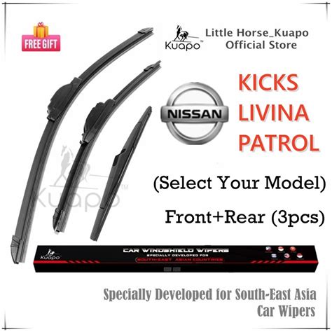 Front Rear 3pcs Nissan Livina Kicks Patrol Wiper Blade Set For