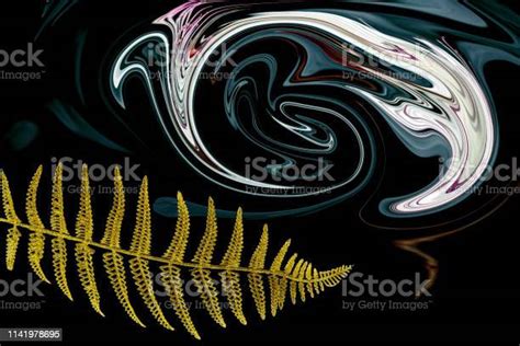 추상 흐르는 잉크 금 양 치 잎 검은 대리석 배경에 손바닥 프런트 유행 창조적 인 디자인 0명에 대한 스톡 사진 및 기타 이미지 Istock