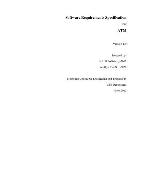 software requirements specification pdf automated teller machine