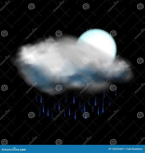 Icono Del Tiempo De La Luna Y De La Nube Y De La Lluvia Stock De