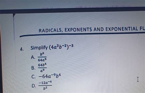 RADICALS EXPONENTS AND EXPONENTIAL 4 Simplify StudyX