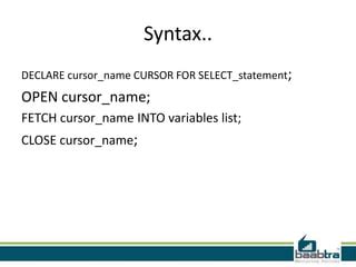 Stored Procedures And Cursors Pptx