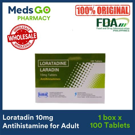 Laradin Loratadine 10mg Antihistamine For Adult 1 Box X 100 Tablets