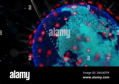 Virus Outbreak Text With The Disintegration Effect On World Map Globe