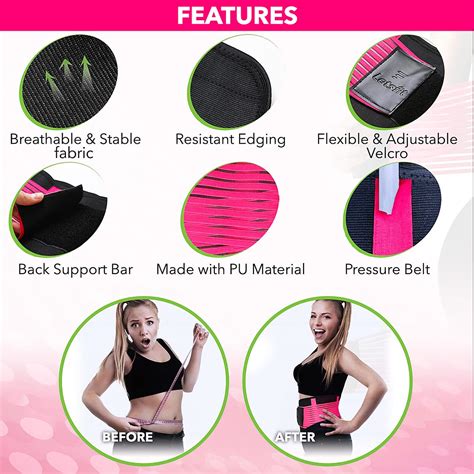 Buy Letsfit Pink Waist Trainer Lumber Support Belt With Measuring Tape S At Shoplc