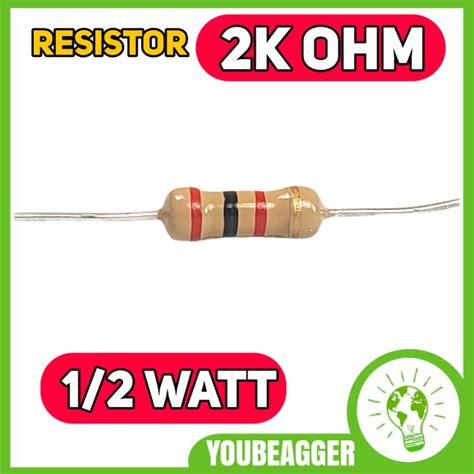 Jual Resistor 2k Ohm 1 2 Watt Shopee Indonesia