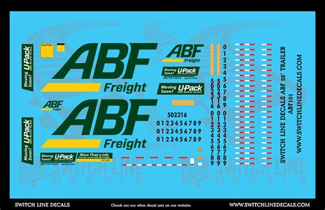 O Scale Modern Abf Freight 28 Trailers Decal Set