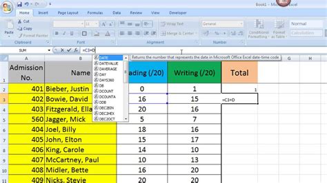 Excel Tips For Teachers Episode 2 Using Basic Formulae Youtube