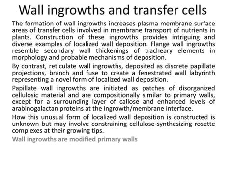 Wall Ingrowths And Transfer Cells Pptx